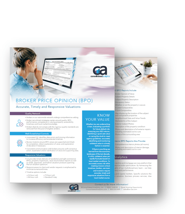 Broker Price Opinion BPO Consolidated Analytics
